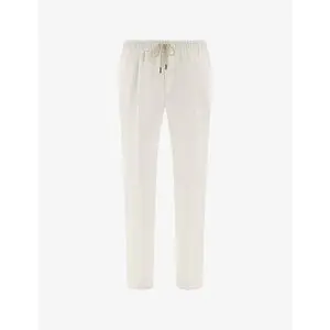 Boggi Milano Tapered Linen Trousers - White