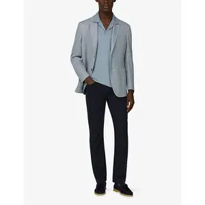 Boggi Milano Textured Single-breasted Linen And Cotton-blend Blazer - Blue