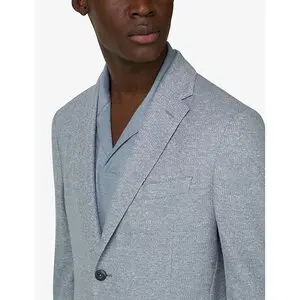 Boggi Milano Textured Single-breasted Linen And Cotton-blend Blazer - Blue