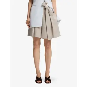 BOSS Front-pleat Wide-leg High-rise Linen-blend Shorts