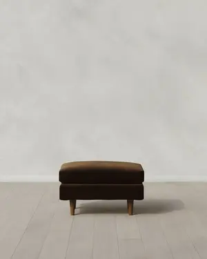 Quince Atlas Midcentury Ottoman In Performance Velvet - Java