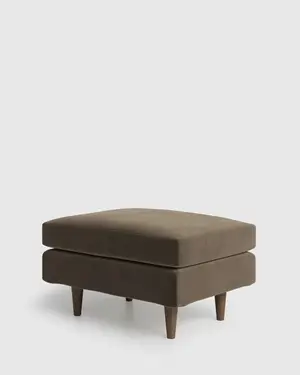 Quince Atlas Midcentury Ottoman In Performance Velvet - Midnight