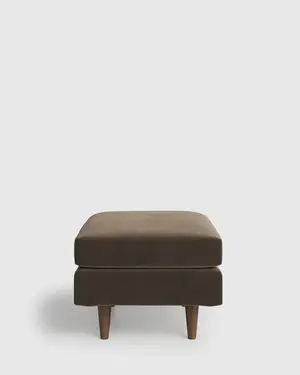 Quince Atlas Midcentury Ottoman In Performance Velvet - Midnight