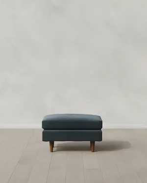 Quince Atlas Midcentury Ottoman In Performance Velvet - Pine