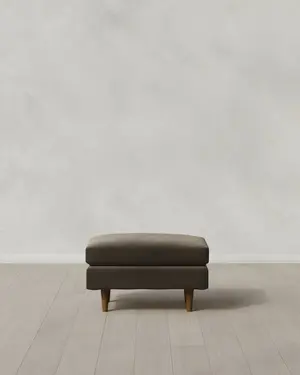 Quince Atlas Midcentury Ottoman In Performance Velvet - Sable