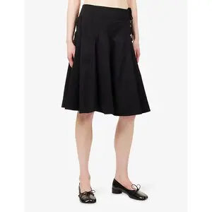 PEACHY DEN Flared Cotton Midi Skirt