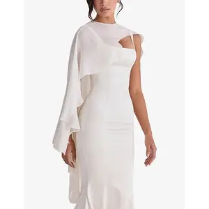 House Of Cb Alena Asymmetric Silk Shawl