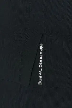 Alexander Wang Long Sleeve Polo Top With Embroidered Logo - Black