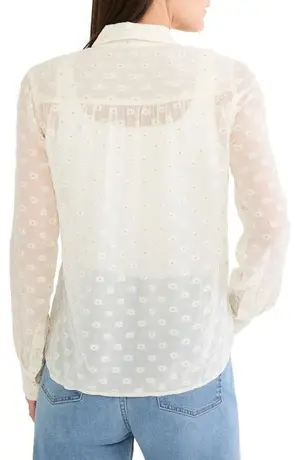 NIC+ZOE Aura Metallic Swiss Dot Button-up Top