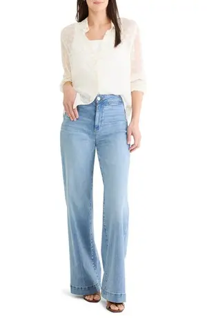 NIC+ZOE Aura Metallic Swiss Dot Button-up Top