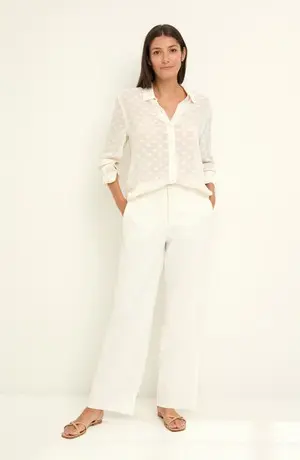NIC+ZOE Aura Metallic Swiss Dot Button-up Top