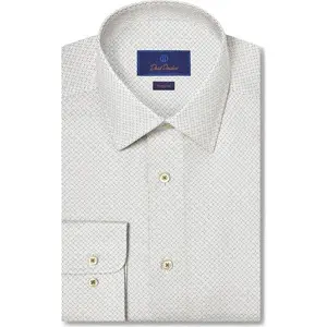 David Donahue Regular Fit Geometric Cotton Dress Shirt - Dune