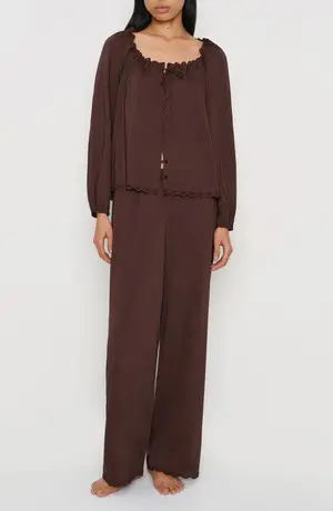 REFORMATION Paloma Long Sleeve Pajamas - Cafe