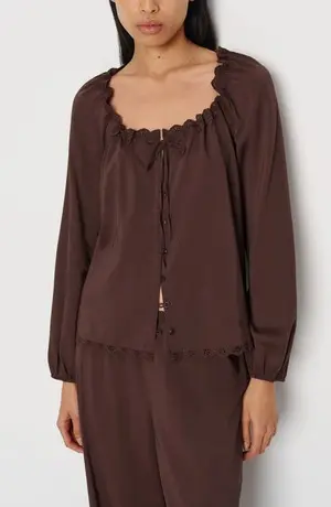REFORMATION Paloma Long Sleeve Pajamas - Cafe