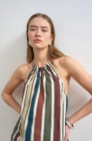Topshop Striped Halter Top