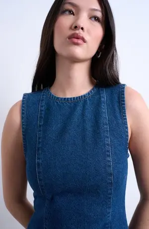 Topshop Sleeveless Denim Shift Mini Dress