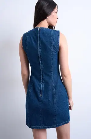 Topshop Sleeveless Denim Shift Mini Dress
