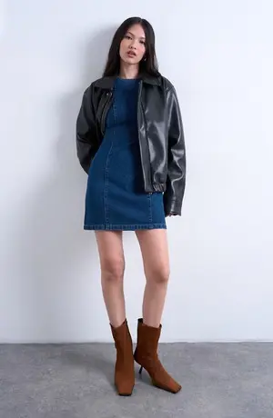 Topshop Sleeveless Denim Shift Mini Dress