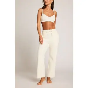NEGATIVE UNDERWEAR Waffle Knit Cropped Track Pant - Cream