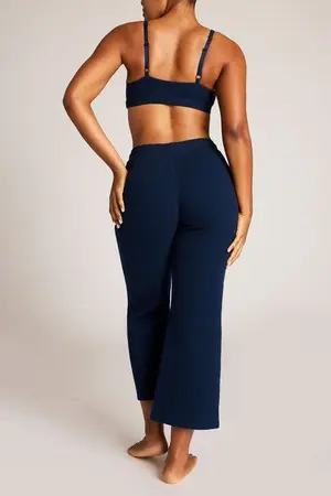 NEGATIVE UNDERWEAR Waffle Knit Cropped Track Pant - Navy