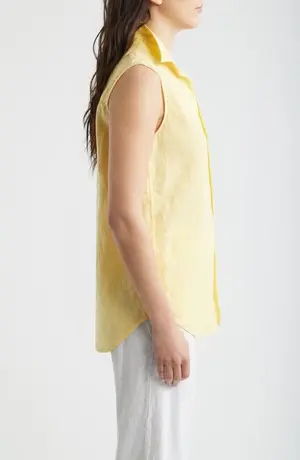 Frank & Eileen Finley Sleeveless Linen Button-up Shirt