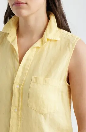 Frank & Eileen Finley Sleeveless Linen Button-up Shirt