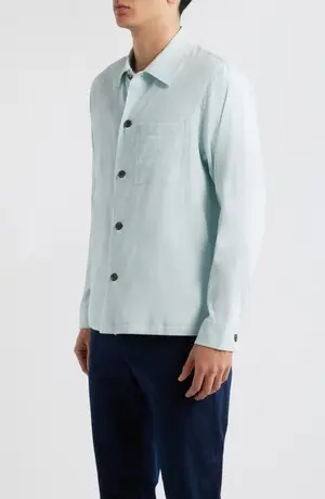 Theory Linen Blend Overshirt Jacket - Dark Icy Dew