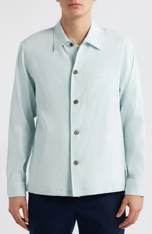 Theory Linen Blend Overshirt Jacket - Dark Icy Dew