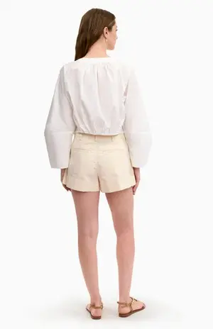 Rebecca Taylor Brielle Cropped Poplin Blouse - Ivory