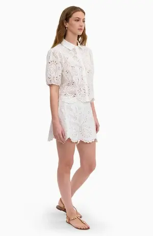 Rebecca Taylor Brielle Poplin Eyelet Shirt
