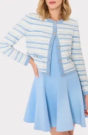 MILLY Skye Stripe Cardigan - Blue Multi