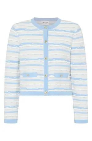 MILLY Skye Stripe Cardigan - Blue Multi
