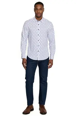 BROOKLYN BRIGADE Long Sleeve Performance Shirt - White/blue