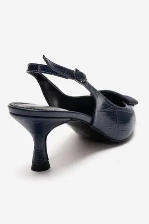 PROLOGUE SHOES Dublin Buckle Stiletto Pump - Navy Print