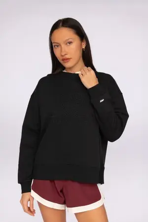 FORE-TÉ CLUB ATTIRE Crewneck Sweatshirt With Embroidered Crest - Black