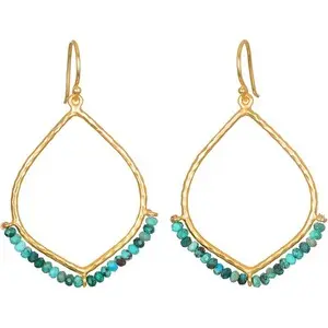 SATYA JEWELRY Healing Journey Turquoise Lotus Petal Earrings - Blue