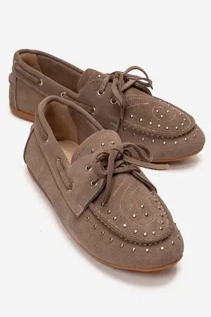 FOREVER & ALWAYS SHOES Cuesta Leather Lace Up Loafer - Mink Suede