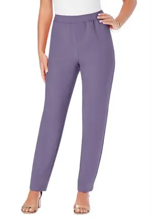 Roaman's Straight Leg Pull-on Pants - Soft Grape