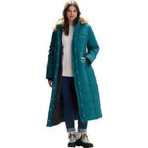 Roaman's Maxi Length Puffer Coat With Detachable Hood - Deep Lagoon