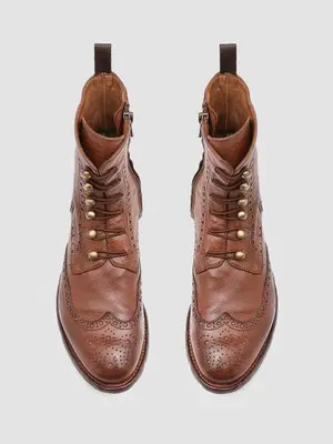 Officine Creative Lexikon 131 Leather Brogue Ankle Boots - Brown