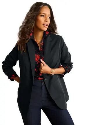 Roaman's Notched Lapel Blazers For Women
