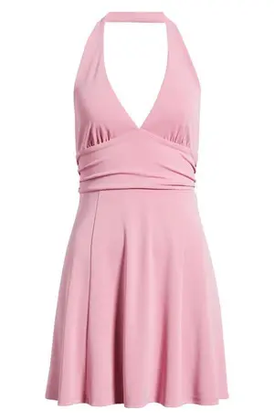 Bp. Shirred Halter Minidress - Pink Vacation