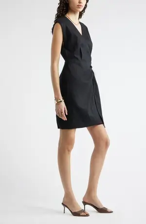 Nordstrom Linen Blend Wrap Dress - Black