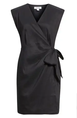 Nordstrom Linen Blend Wrap Dress - Black