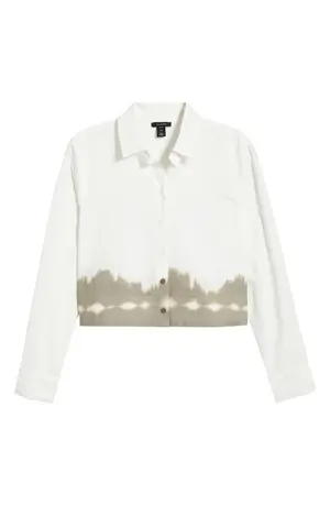 Halogen Cropped Button-up Top - Warm Ash