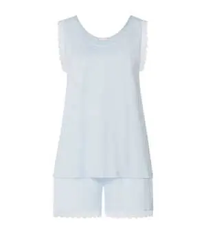 Hanro Cotton Sleeveless Short Inaya Pyjama Set - Blue