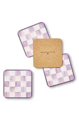 MACKENZIE-CHILDS Set Of 4 Check Cork Back Coasters