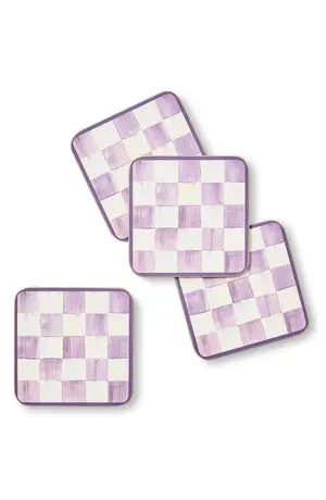 MACKENZIE-CHILDS Set Of 4 Check Cork Back Coasters