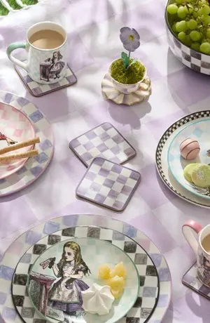 MACKENZIE-CHILDS Set Of 4 Check Cork Back Coasters