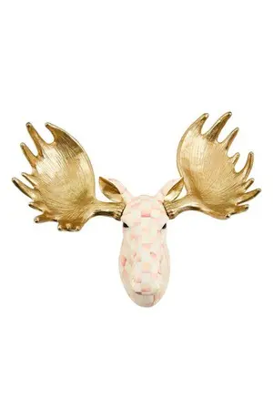MACKENZIE-CHILDS Check Moose Wall Decor - Rosy